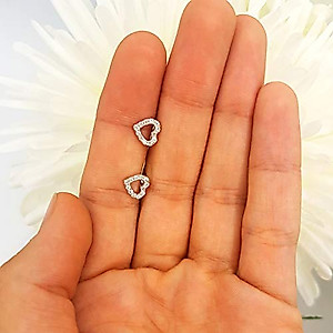 Dazzlingrock Collection 0.25 Carat (ctw) 10K White Diamond Ladies Heart Shape Fashion Stud Earrings 1/4 CT, White Gold