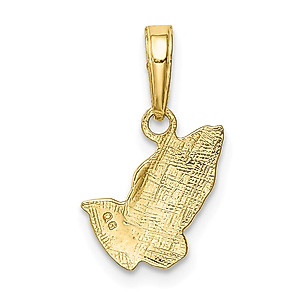 Solid 10k Yellow Gold Praying Hands Pendant Charm