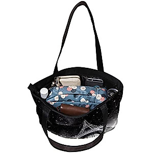 Purses for Women, Tote Bag, Bags for Women, Womens Handbags, Black Starry Sky Retro Eiffel Tower pattern