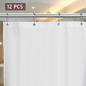 DadyMart Shower Curtain Rings, Rust Resistant Metal Shower Curtain Hooks, Set of 12 Hooks for Bathroom Shower Rods Curtains, Nickel
