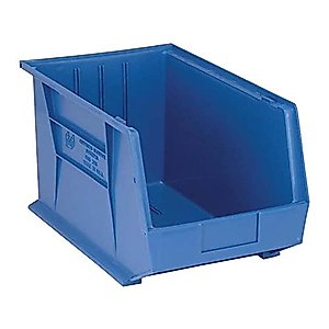 Quantum QUS260BL Ultra Stack and Hang Bin, 18" Length x 11" Width x 10" Height, Blue, Pack of 4