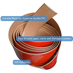 Floor Transition Strip Self-Adhesive Cover Strips Threshold Repair Floor Gap Vinyl Flooring Transitions Laminate Floor Flat Divider Strip Minimalism Oak Wood Grain Design 6.6FT (4cm, Light Brown)