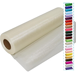 Ivory Tulle Crystal Organza Fabric Rolls 12 Inch by 50 Yards (150 feet) Sheer Fabric for DIY Tutu Bow Baby Shower Birthday Party Wedding Decorations Christmas Craft Supplies