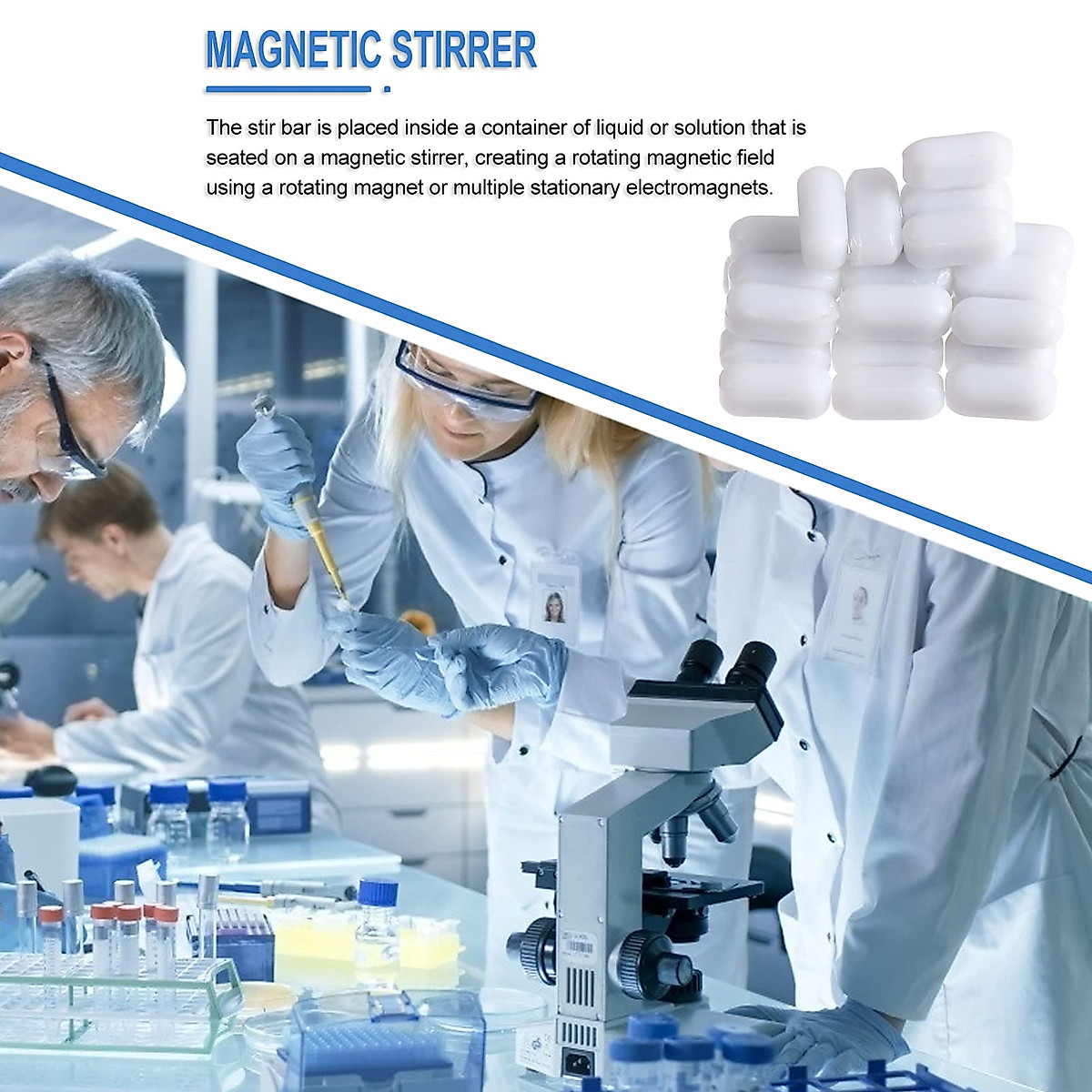 Baluue PTFE Magnetic Stirrer Mixer Stir Bar - 25pcs White Resistant Mixer Plate Rotating Bars Mini Magnet Stir Laboratory Magnetic Rod