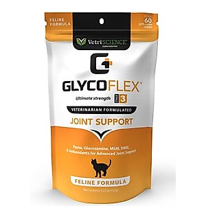 VETRISCIENCE Glycoflex 3 Maximum Strength Hip and Joint Supplement with Glucosamine for Cats - DMG, MSM & Green Lipped Mussel