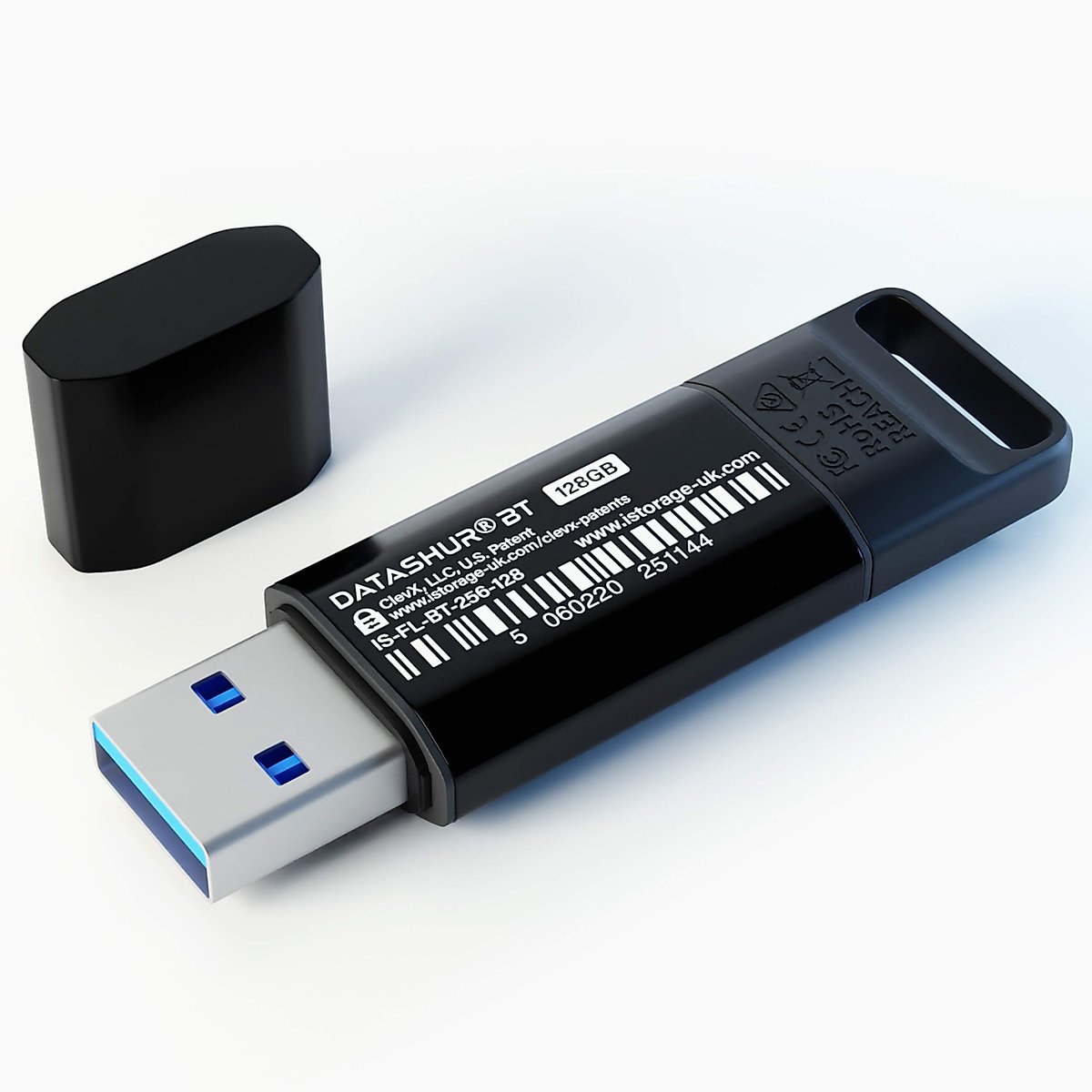 iStorage datAshur BT 128 GB | Encrypted Secure Flash Drive | Unlock via Smartphone Using Bluetooth | FIPS 140-2 Level 3 Certified | Remote Management Ready