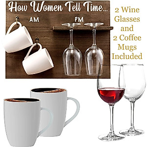 Valentines Day Birthday Gifts for Women - Unique Wine Gift for Mom - Great Gift Idea for Moms, Sister, Wife, Aunt, Mother in law - Womans Birthday Presents - Includes 2 Wine Glasses and 2 Coffee mugs