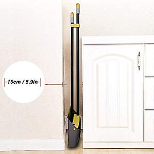 Broom and Dustpan/Broom with Dustpan Combo Set,Standing Dustpan Dust Pan with Long Handle 40"/52" for Home Kitchen Room Office Lobby Indoor Floor Cleaning Broom and Dustpan Set for Home