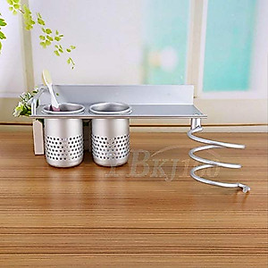 Aluminum Holder - Storage Wall Mount Organizer Holder Hair Dryer Toothbrush Toilet
