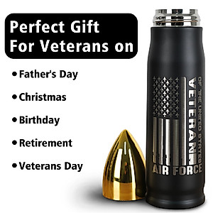 qchdln 17 OZ Veteran Bullet Tumbler with Lid - Ideal Gifts for Men Father's Day, Birthday, Veterans Day, Christmas - Perfect for Air Force, Navy, Army, Military & Veterans Cup