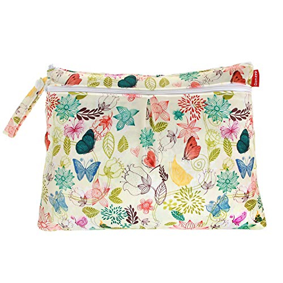 Damero 2pcs Travel Wet and Dry Bag, Reusable Wet Bags Organizer with Two Zippered Pocket for Cloth Diaper, Pumping Parts, Swimsuit and Gym, Jungle