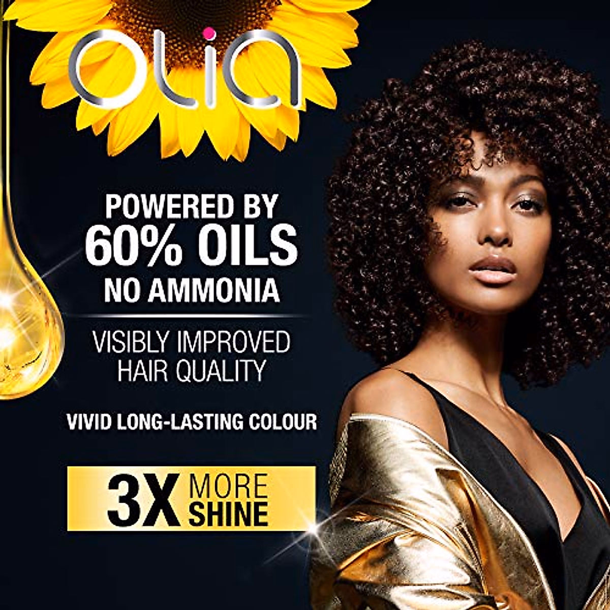 Garnier Olia Ammonia Free Permanent Hair Color, 100% Gray Coverage (Packaging May Vary), 3.0 Darkest Brown Hair Dye, Pack of 1