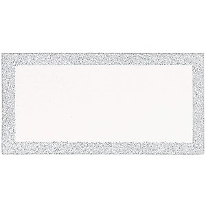 Amscan Elegant Silver Glitter Place Cards - 2" x 4" (Pack of 50) | Premium Glittered Paper, Fancy-Shimmer Touch | Perfect for Weddings, Events, & Table Decor