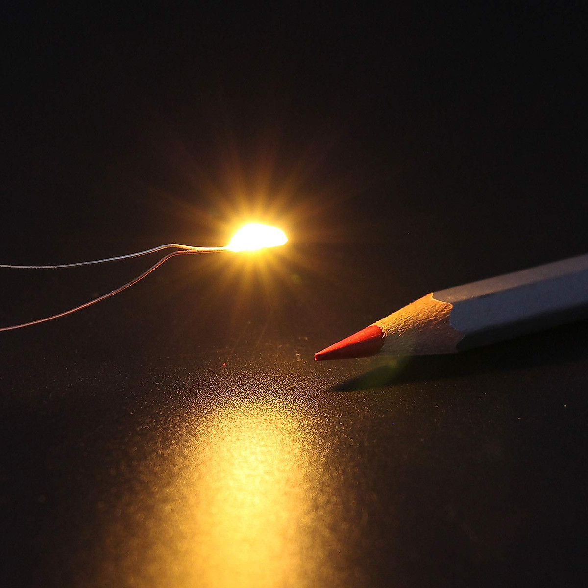 Evemodel 30pcs Pre-Wired Micro Litz Wire Yellow 0603 SMD LED Light 7.8'' Wire Resin Cover Waterproof CD0603Y