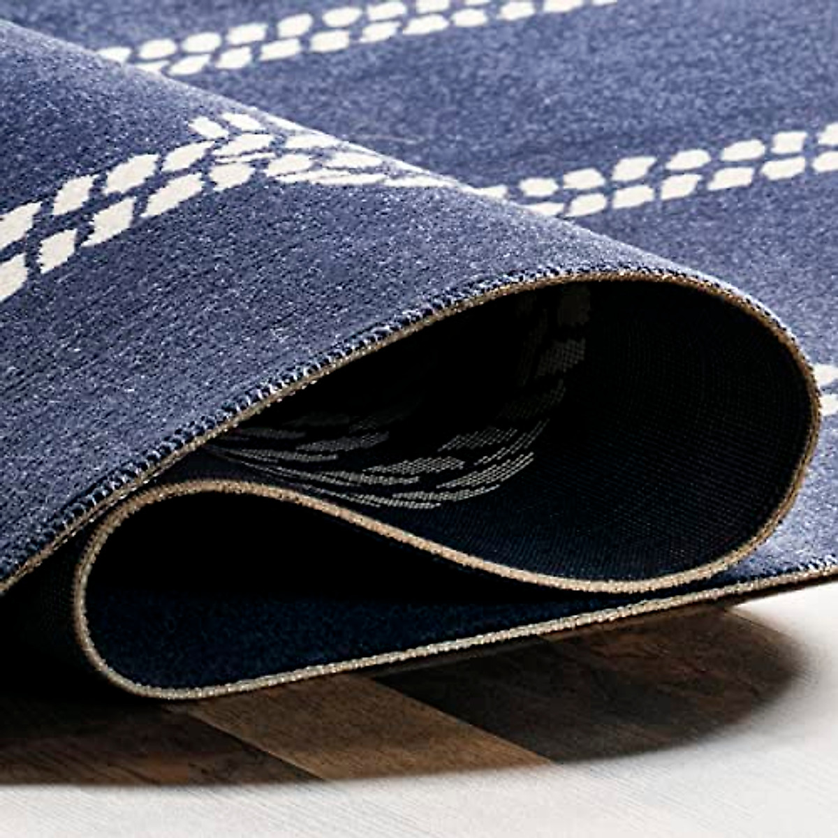 nuLOOM Ida Coastal Ropes Indoor/Outdoor Fringe Area Rug, 8' x 10', Blue