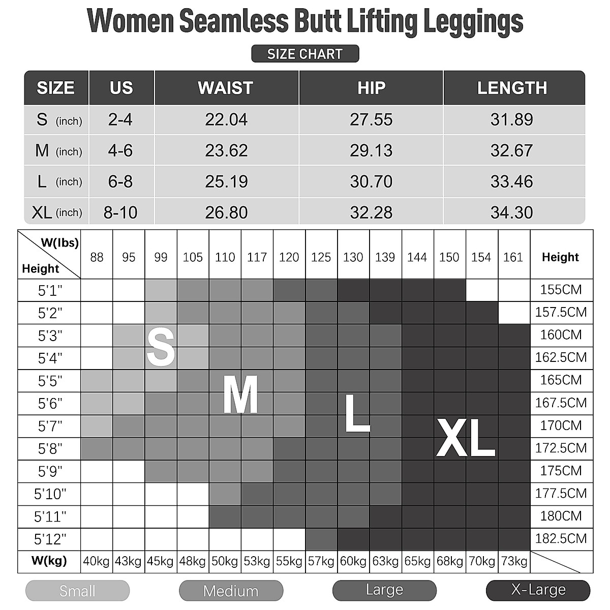 MOOSLOVER Women Seamless Butt Lifting Leggings High Waisted Tummy Control Yoga Pants(M,#1 Black)