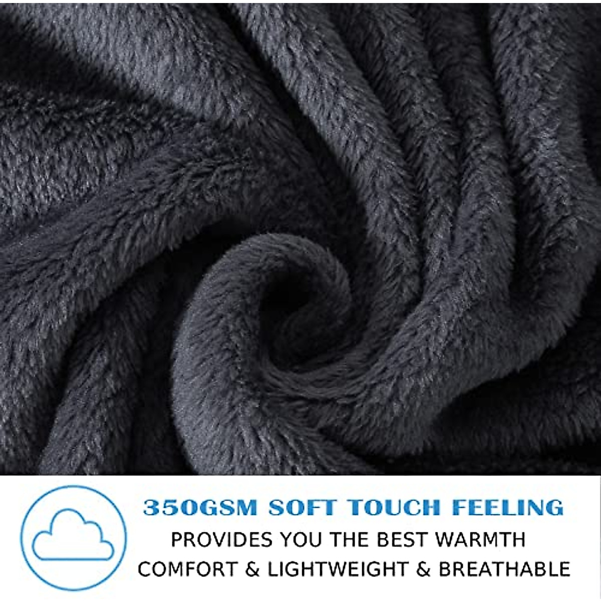 OBOEY Fleece Blanket 350GSM Bed Throw Blankets, Lightweight Microfiber Anti-Static Blanket- 50x60 inches Dark Grey