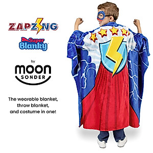Super Blanky Kids Wearable Blanket - Lightning Bolt Blanket for Kids with Mask - Cozy Plush for Pretend Play, Bedtime, or Gifts - Perfect Birthday or Christmas Gift for Boys - Wearable Blanket Kids