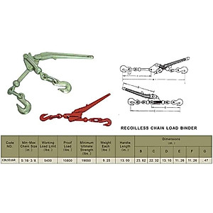 Mytee Products (4 Pack Recoil-Less Safety G70 Chain Lever Snap Binder 5/16" - 3/8" 5400 WLL Flatbed