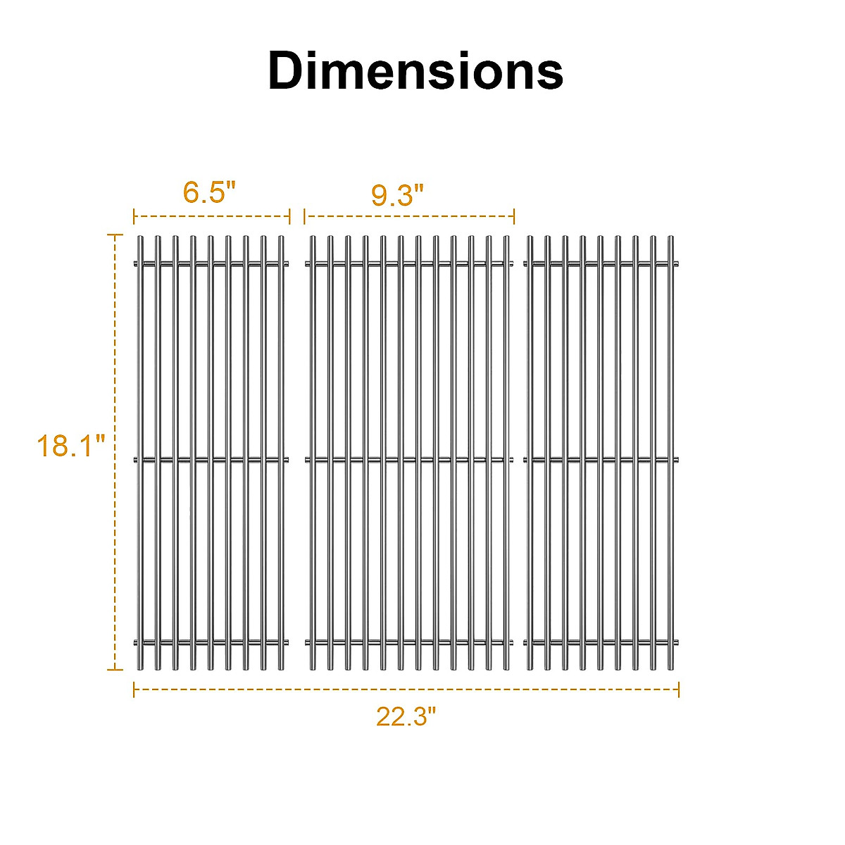 Grill Cooking Grates Replacement Parts for Charbroil Performance 4 Burner Gas Grill, 18 Inch Grill Grid for Char-broil 463376319 463376519 463375619 463376419 G470-0003-W1, G470-0002-W1,G321-0005-W1