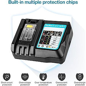 Powilling DC18RC Lithium-Ion Battery Charger with LED Screen for Makita 14.4V-18V Lithium-ion Battery BL1830 BL1840 BL1850 BL1815