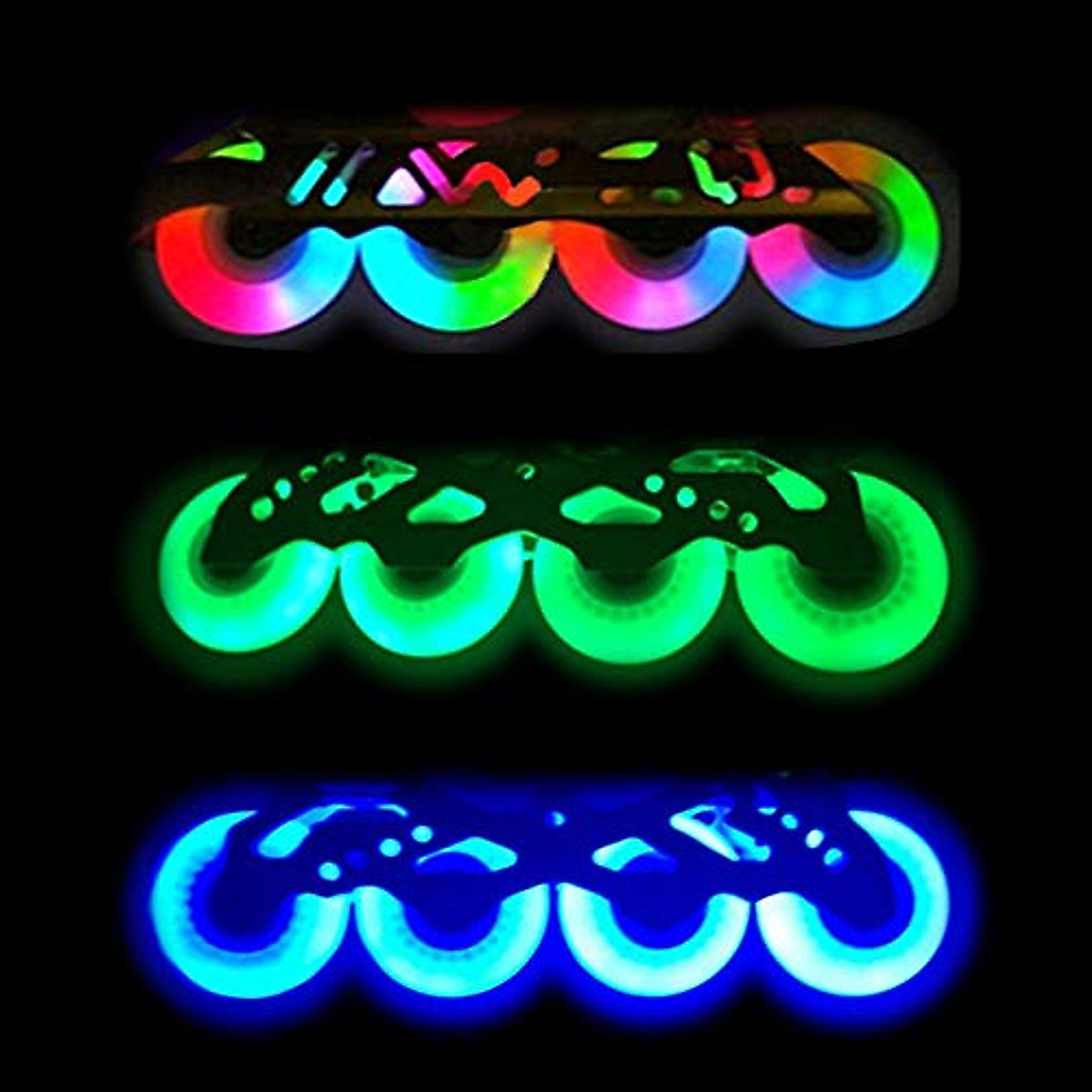 Gaweb Skating Shoes Wheels,4Pcs 76/80mm Skating LED Luminous Flashing Inline Roller Skates Shoes Wheels Green 76mm