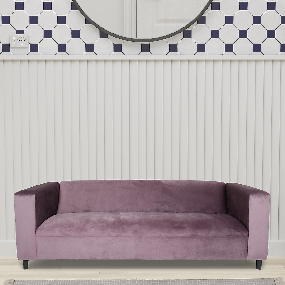 Coast to Coast Sofas Broadway Velvet Sofa for Living Room, Modern 3-Seater Sofas Couches for Bedroom, Office, and Apartment with Solid Wood Frame (Lavender)