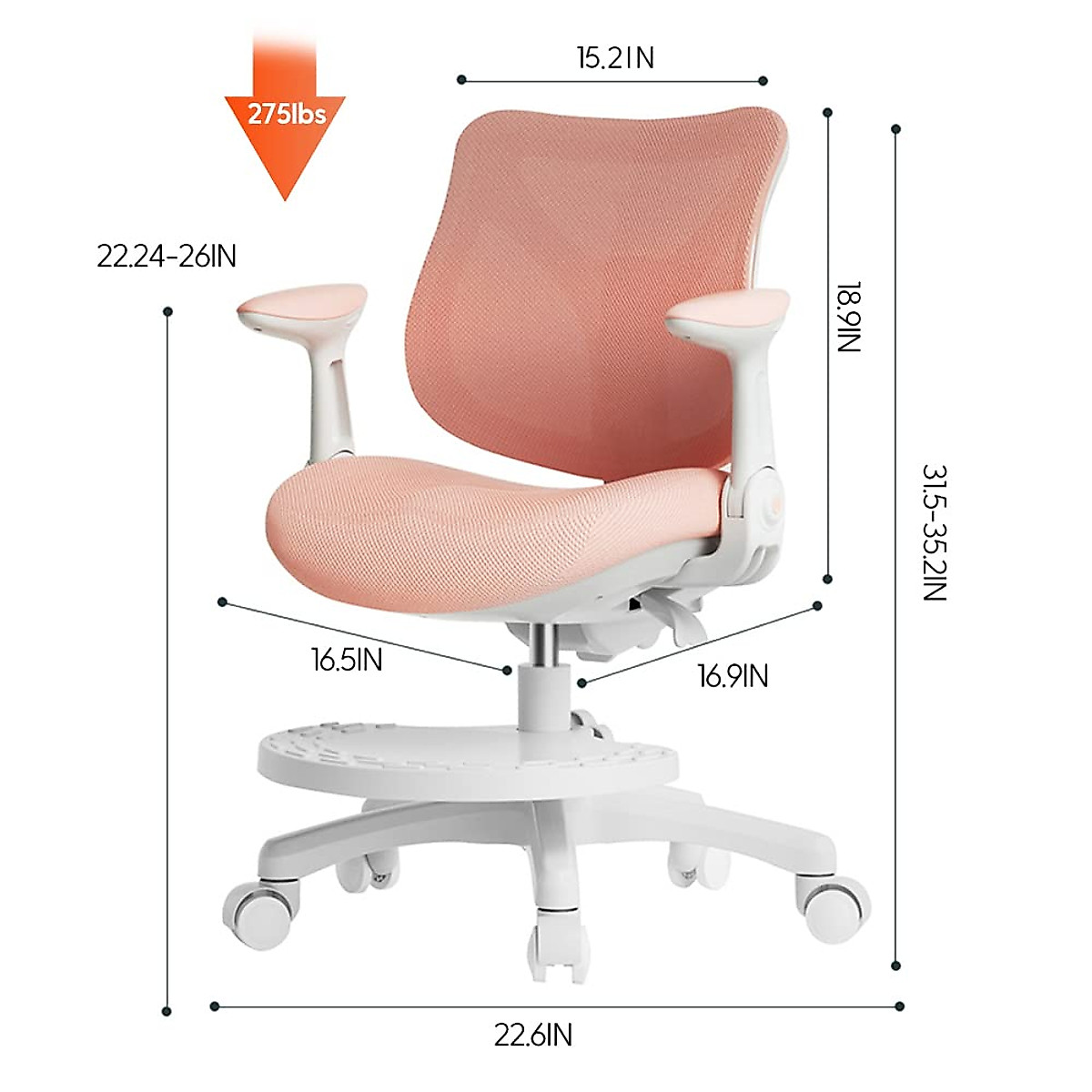 TIANFUSTAR Kids Desk Chair，Children Study Computer Chair with Adjustable Height,Swivel Mesh Task Student Chair for Teens Boys Girls Youth in Home Bedroom School