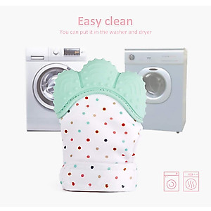 Baby Teething Mitten for Babies - Self-Soothing Pain Relief Teething Toys Glove for Teething Babies, Toddlers, Infants, Unisex - Natural Organic BPA Free,3+ Months (Mint Green)