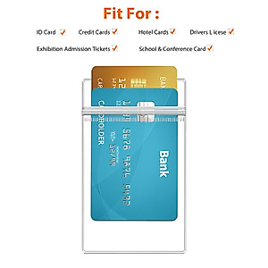 WILLIZTER Clear ID Badge Holder with Lanyard Water Proof Vertical Display Identification Card Name Card Protector with Zipper Resealable Nametag Holder (Blue-6pcs)