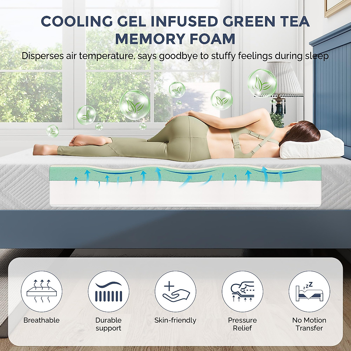 IULULU Full Mattress, 10 Inch Memory Foam Mattresses in a Box Medium Feeling, Bamboo Charcoal Gel Infused Bed in a Box with Fabric Cover, Made in USA, CertiPUR-US Certified, White,JI-SOFT-10F