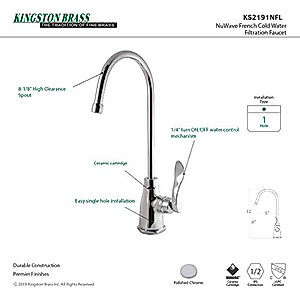KINGSTON BRASS KS2191NFL Nuwave French Cold Water Filtration Faucet, Polished Chrome