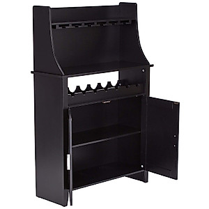 Kings Brand Furniture Wood Wine Rack Buffet & Storage Cabinet, Black, WR1345
