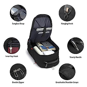 seyfocnia Rolling Backpack,Laptop Backpack with Wheels Roller Backpack Wheeled Carry on Backpack Flight Approved Business Backpack Fits 17.3 inch Travel Backpack with Wheels for Men Women-Black