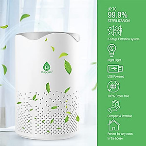 Pursonic USB Powered Air Purifier With Night Light For Home,Office, Car, 100SQ Coverage, Clean Air Wherever You Need, Cleans Second Hand Smoke, Haze, Odor, Pollen And More