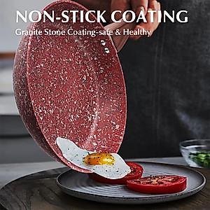 KOCH SYSTEME CS 8" Nonstick Frying Pan - Frying Pan with Natural Textured Bakelite Handle, 100% APEO & PFOA-Free Granite Coating, Stone Earth Frying Pan and Skillet Cookware, Ideal for Self-Cooking