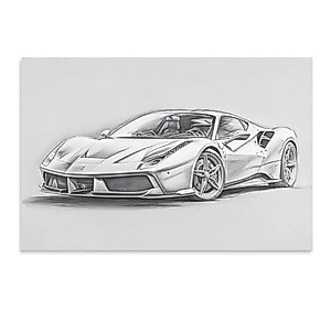Car Poster Ferrari F40 Supercar Posters Racing Car Canvas Wall Art For Boy's Bedroom SuperCar Wall Decor Unframe-style 18x12inch(45x30cm)