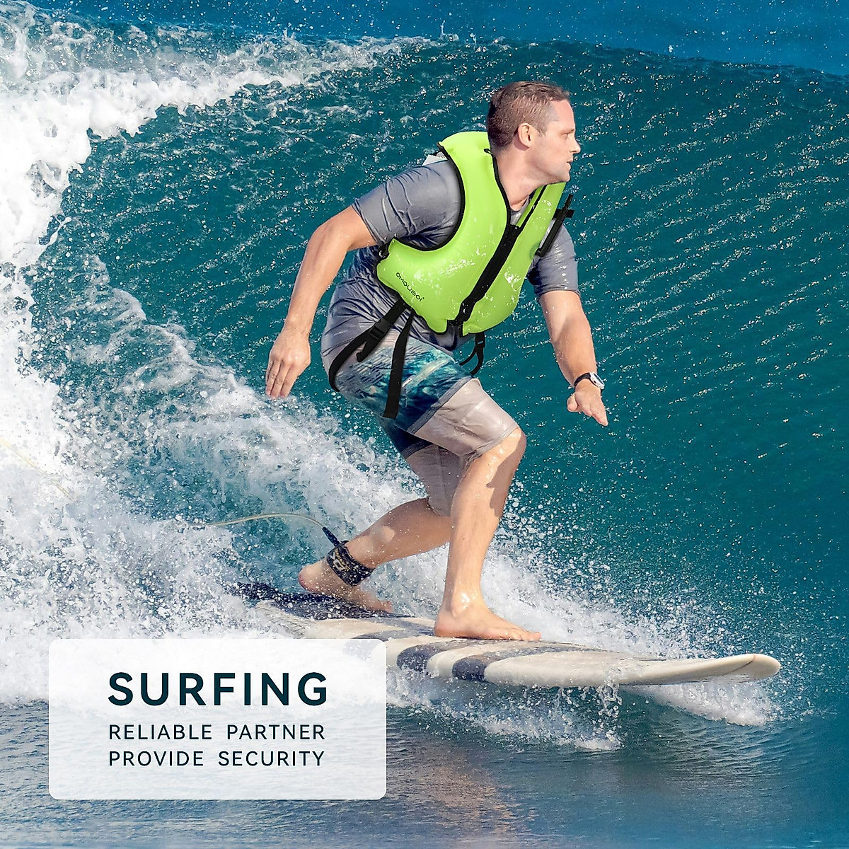 OMOUBOI Floatage Jackets Adult Lightweight Inflatable Snorkel Vest with Adjustable Leg Straps for Men Women Suitable for 90-220lbs for Outdoor Water Sports