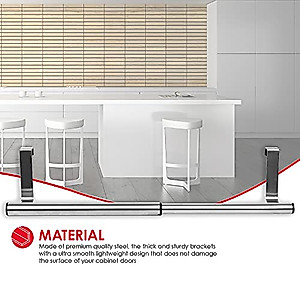 Home Basics, Chrome Cabinet Door Quick Install Hanging Modern Expandable Steel, Storage and Display Rack for Hand, Dish, and Tea Towels