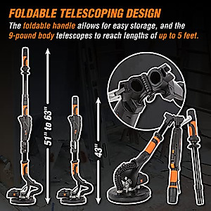 WEN 6369 Variable Speed 5 Amp Drywall Sander with 15' Hose