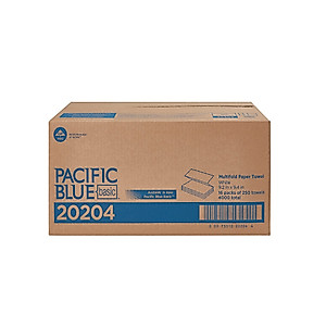 Pacific Blue Basic Multifold Paper Towels (Previously Branded Acclaim) by GP PRO (Georgia-Pacific), White, 20204, 250 Towels Per Pack, 16 Packs Per Case, (Case of 16 Packs, 250 per Pack)