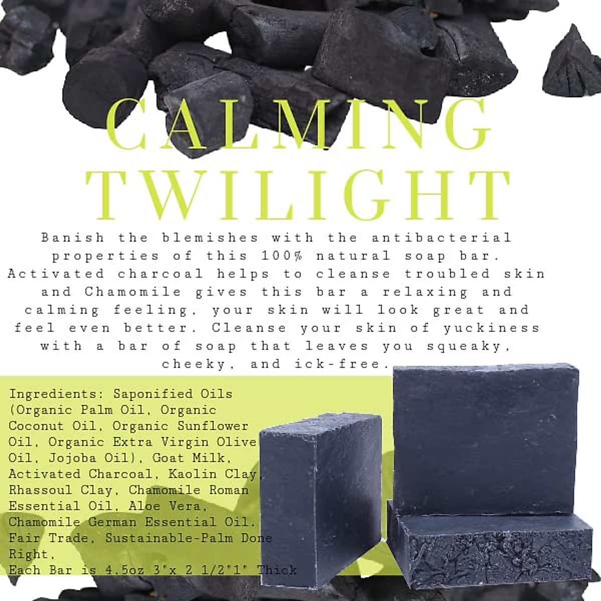 Salo Soap's Natural Bar Soap Body Wash with Goat Milk Soap, Activated Charcoal, Chamomile, Coconut Oil, Olive Oil, Shea Butter, Womens, Mens and Teens body soap bars.