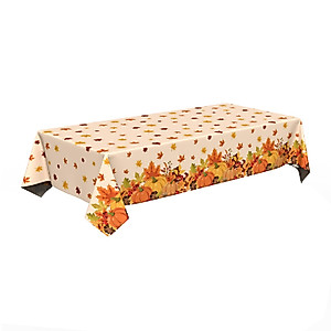 Horaldaily 3 Pack Fall Disposable Tablecloth, Thanksgiving Leaves Plastic Rectangular Table Cover for Birthday Anniversary Party Decoration 54×108 Inch