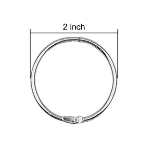 KTOJOY 2 Inch (15 Pack) Loose Leaf Binder Rings, Nickel Plated Steel Binder Rings,Keychain Key Rings, Metal Book Rings,Silver, for School, Home, or Office