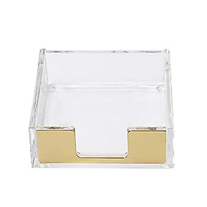 MultiBey Sticky Notes Memo Pad Holder Dispenser Rose Gold with Clear Desk Supplies Organizer Accessories for Office Home Schools (Gold)