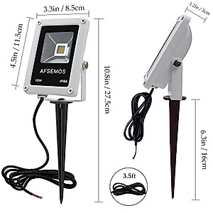 AFSEMOS Low Voltage Landscape Lights, 10W Outdoor LED Landscape Lighting 12V Warm White IP66 Waterproof Garden Landscape Spotlights for Garden Lawn Trees Yard with Stakes (6 Pack)