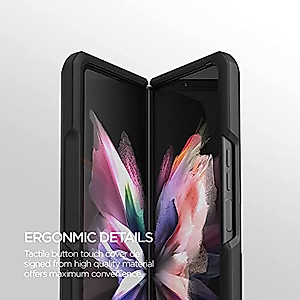 VRS DESIGN QuickStand Pro Phone Case for Galaxy Z Fold 3, Durable Kickstand Case Compatible with Galaxy Z Fold 3 5G (2021) Matte Black