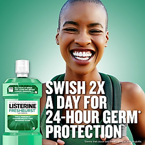 Listerine Freshburst Antiseptic Mouthwash for Bad Breath, Kills 99% of Germs That Cause Bad Breath & Fight Plaque & Gingivitis, ADA Accepted Mouthwash, Spearmint, 8.5 Fl. Oz (250 mL)