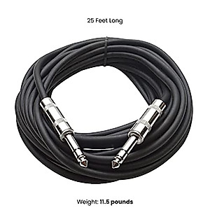 Seismic Audio Speakers TRS ¼” Patch Cable, 25 Foot Balanced Cord, Black