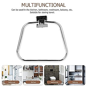Cabilock Stainless Steel Bathroom Hand Towel Ring Towel Holder Drill Free Wall Mounted Heavy Duty Bath Towel Rack Towel Hanger for Bath Kitchen Silver